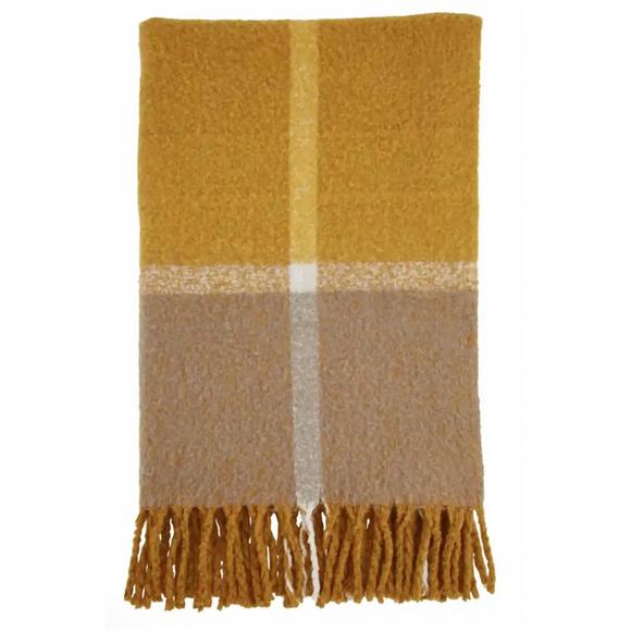 Mud Pie | Bedding | New Mudpie Colorblock Blanket In Mustard | Poshmark